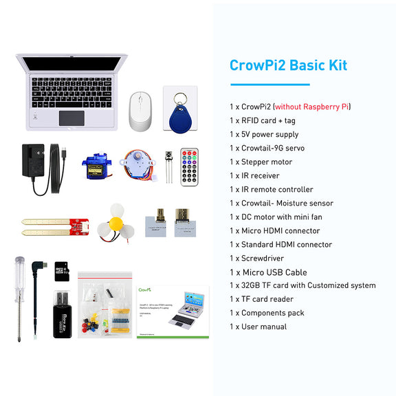 CrowPi2 All in One Raspberry Pi Laptop for Programming and Hardware